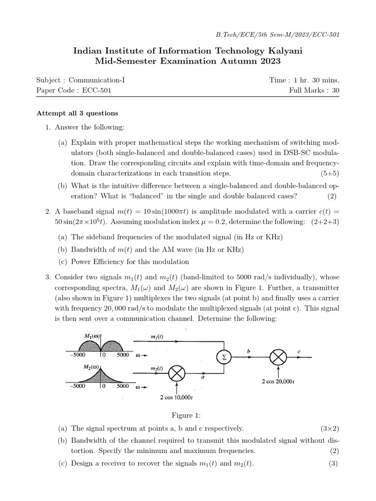 ECE 5th Sem Mid-Sem Exam 2023 | PDF