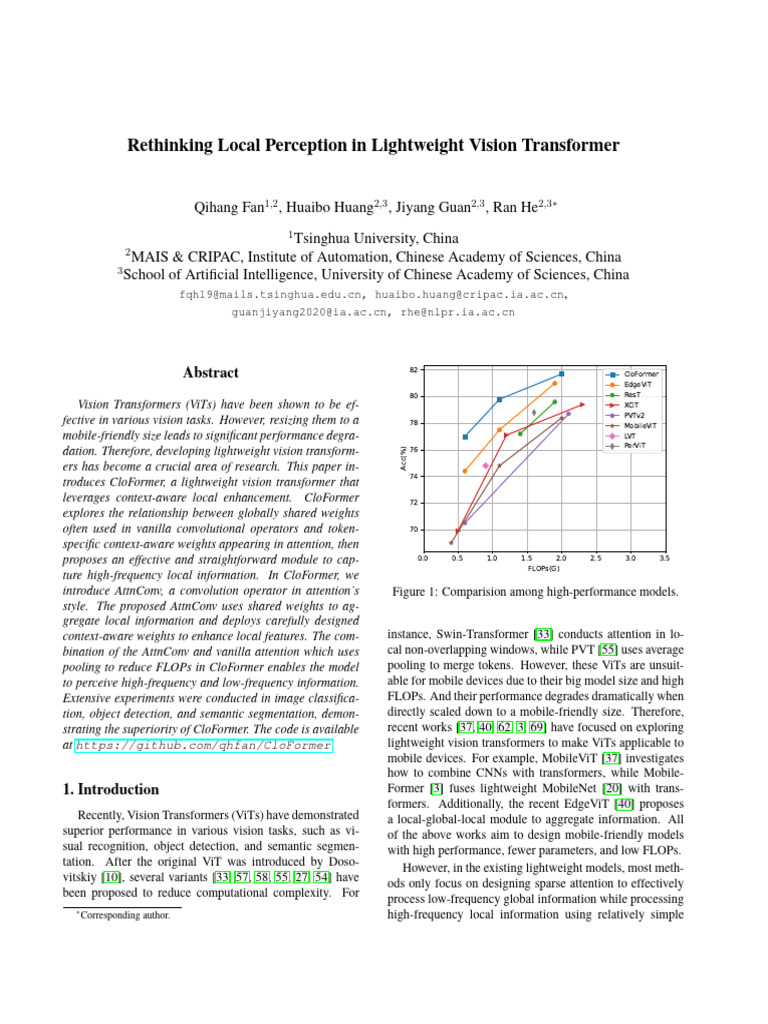 Rethinking Local Perception in Lightweight Vision Transformer | PDF | Image Segmentation ...