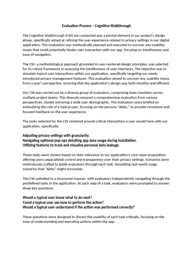 Evaluation Process | PDF | Usability | Evaluation