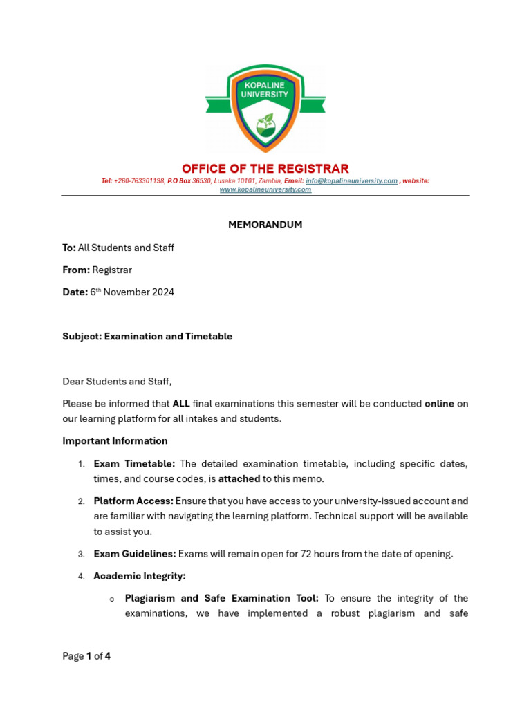 Memo On Exam 04112024-1 - 241106 - 114811 | PDF