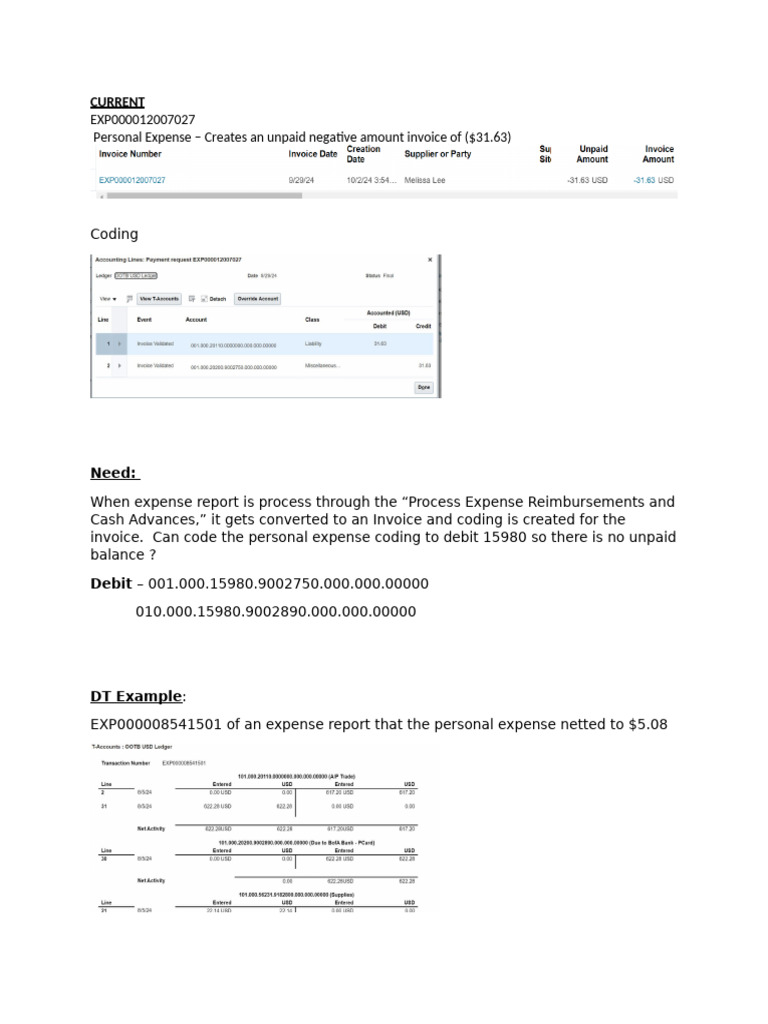 Ticket - Add To Personal Expense Coding | PDF