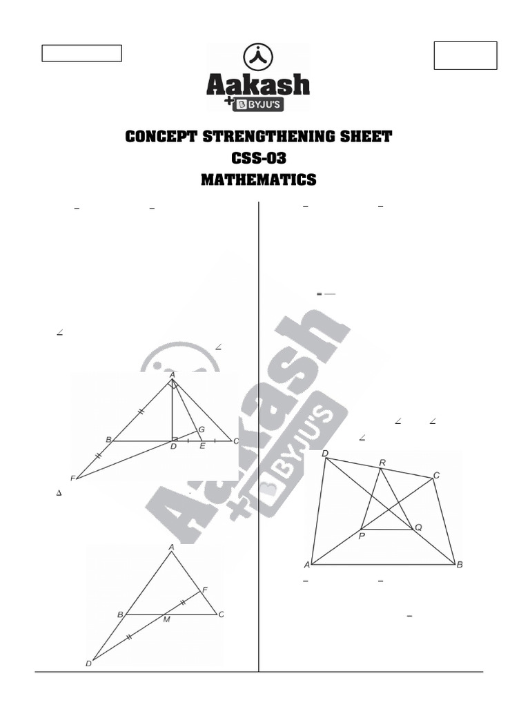 Concept Strengthening Sheet CSS 03 Based on IOQM 03 FDN Maths | PDF ...
