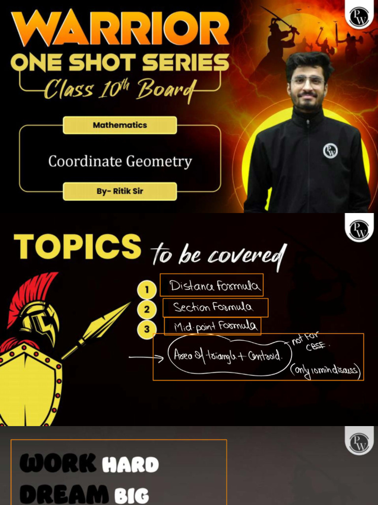 Coordinate Geometry Class Notes WARRIOR SERIES CLASS 10TH | PDF