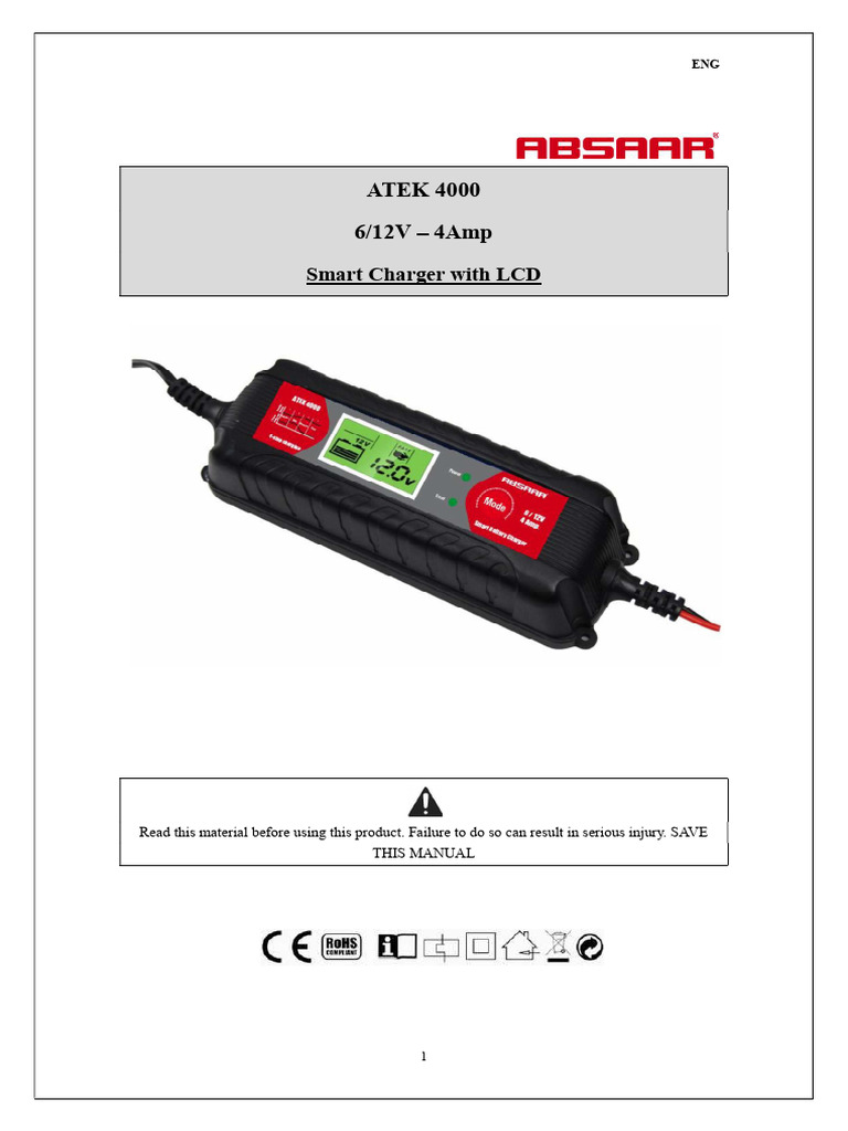 Cargador_Absaar_4A | PDF | Battery Charger | Liquid Crystal Display