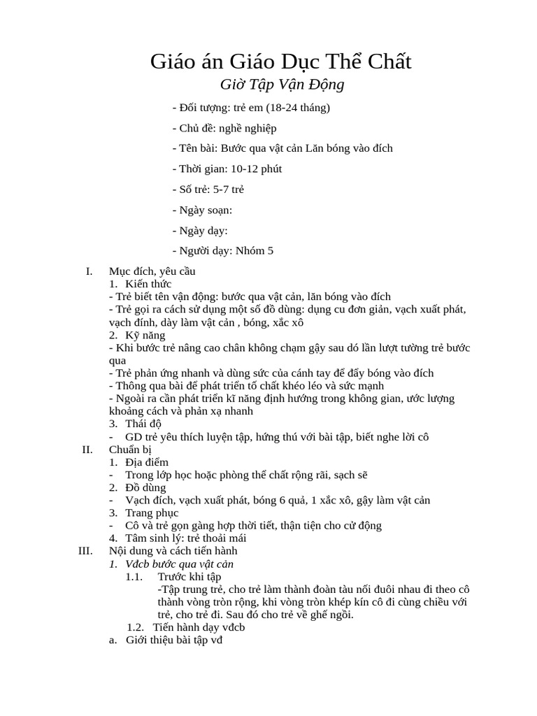 Giáo Án GDTC | PDF