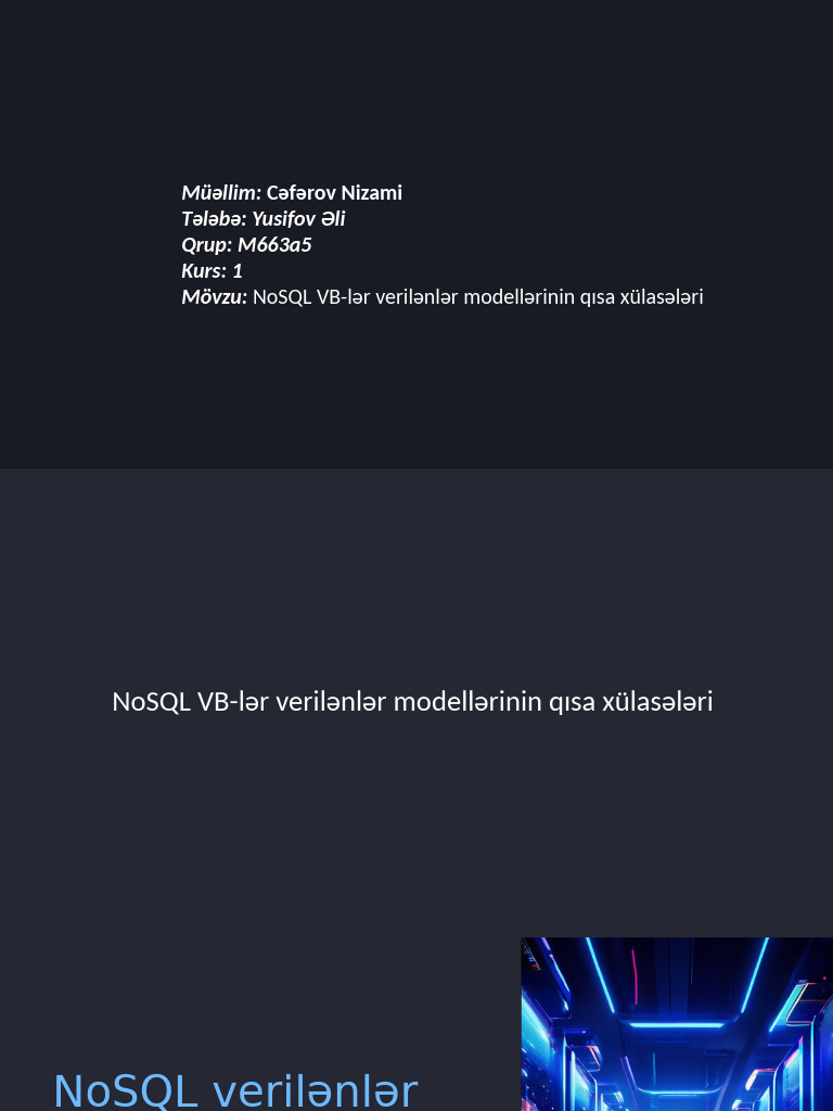 NoSQL Verilənlər Bazalarını Idarəetmə Sistemləri | PDF