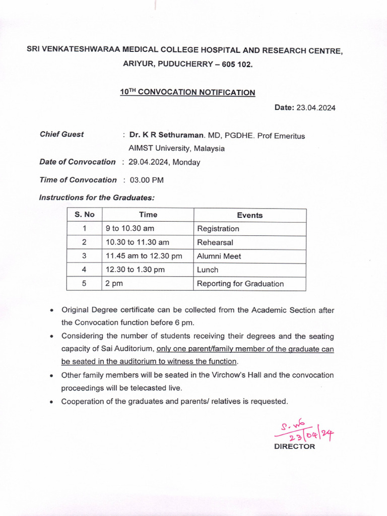 10th Convocation Notification | PDF