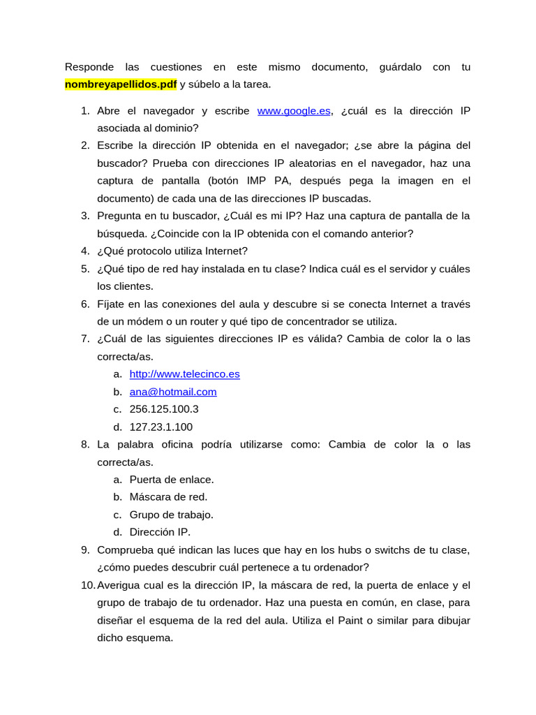 Tarea Redes 1 | PDF