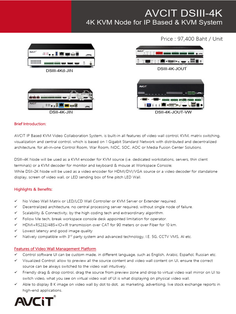 2021 DS3.1 4K IP Based KVM System Brochure Datasheet v202103 1 | PDF | Personal Computers | Hdmi