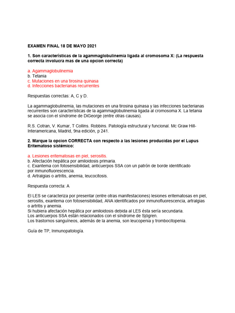 Respuestas Correctas Final Mayo 18 | PDF | Inflamación | Apoptosis