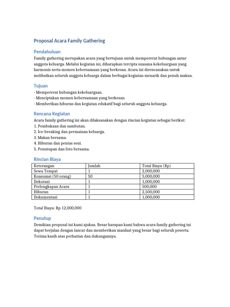 Proposal Acara Family Gathering | PDF