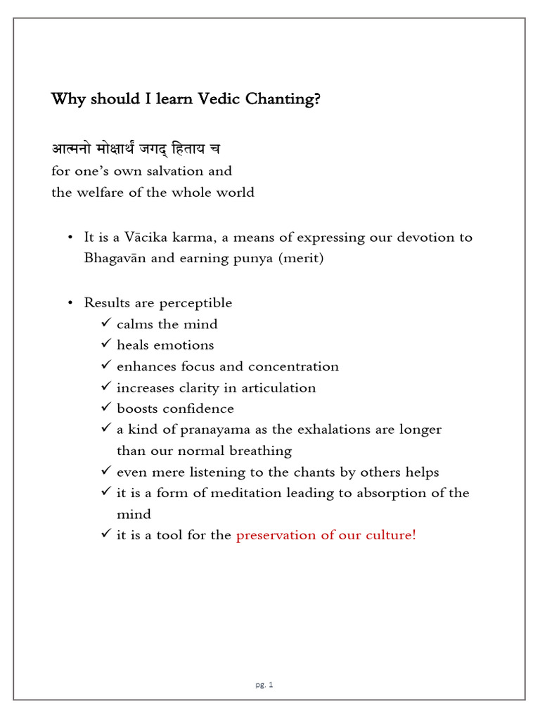 Vedic Chanting - Intro and Pronunciation Rules | PDF