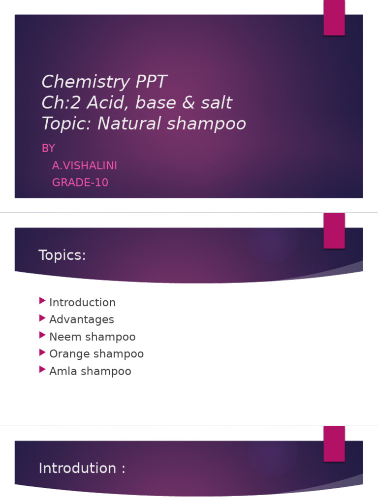 Chemistry PPT Natural Shampoo | PDF