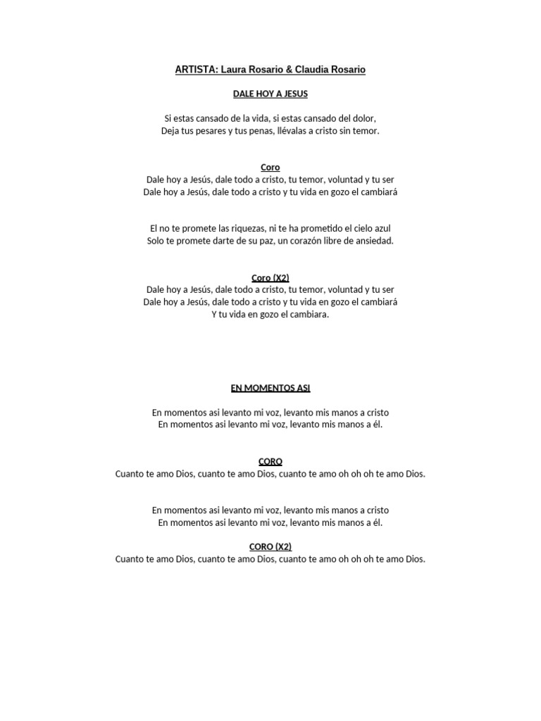 Dale Hoy a Jesús: Letra y Mensaje | PDF