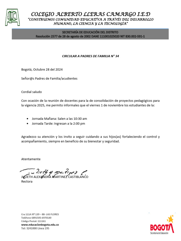 Circular #34 Padres de Familia - 1 | PDF