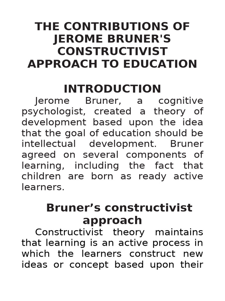 Bruner's Constructivist Education Insights | PDF | Constructivism (Philosophy Of Education ...