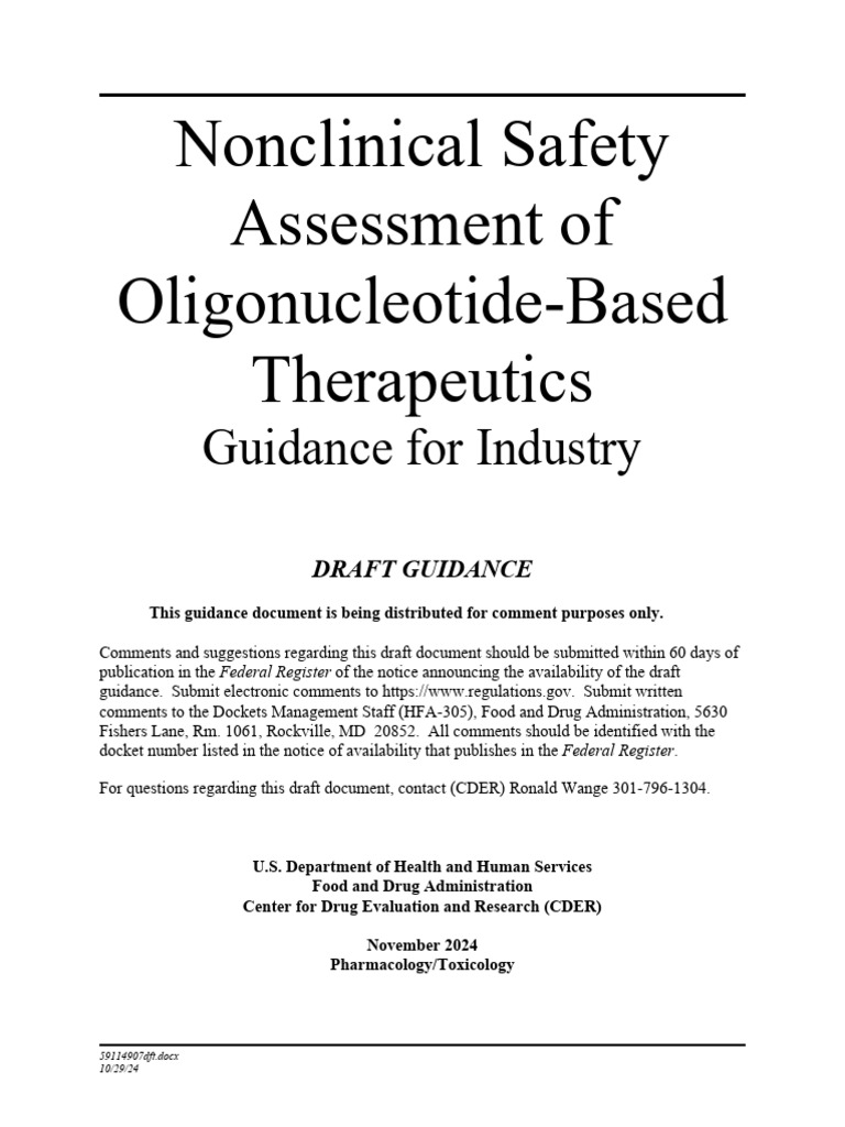 FDA draft guidance | PDF | Pharmacology | Sense (Molecular Biology) FDA draft guidance | PDF | Pharmacology | Sense (Molecular Biology)