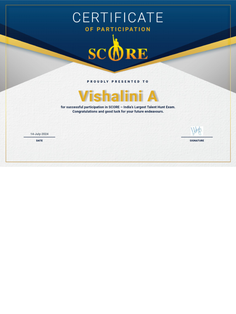 Score Certificate | PDF