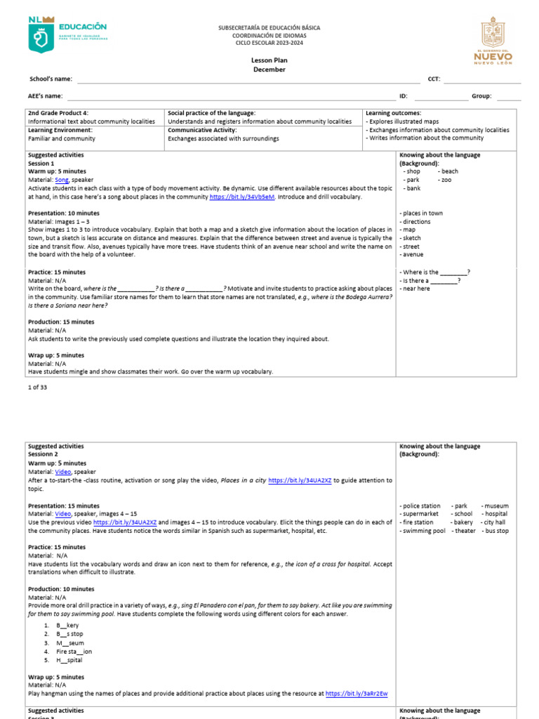 2nd_Grade_Lesson_Plan_Product_4_December | PDF | Human Communication ...