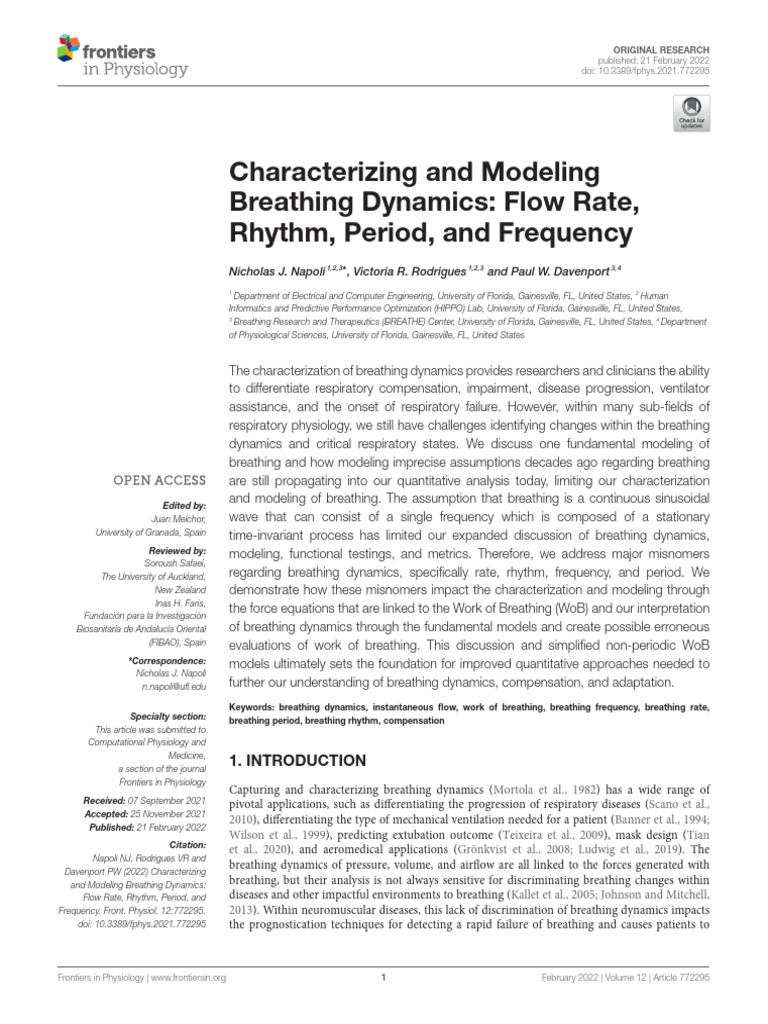 Characterizing and Modeling Breathing Dyanmic | PDF | Breathing | Viscosity