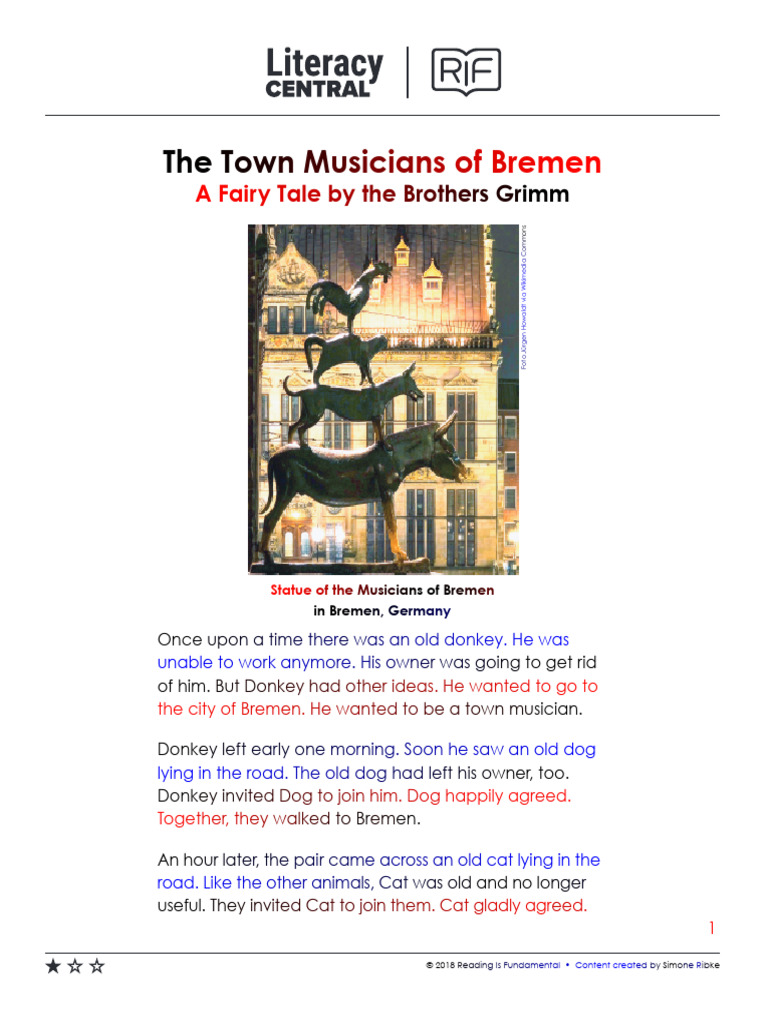 Bremen Town Musicians Tale | PDF | Fairy Tales