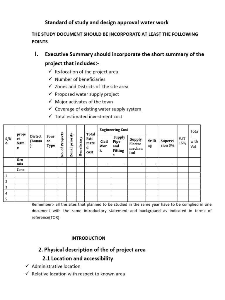 Standard For Study and Design Approval of Water Work | PDF | Drainage ...