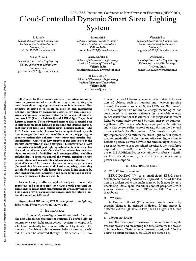 Cloud-Controlled Dynamic Smart Street Lighting System | PDF ...