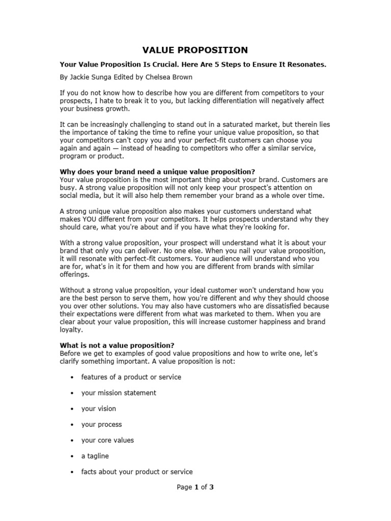003 Value Proposition | PDF | Brand | Business Economics