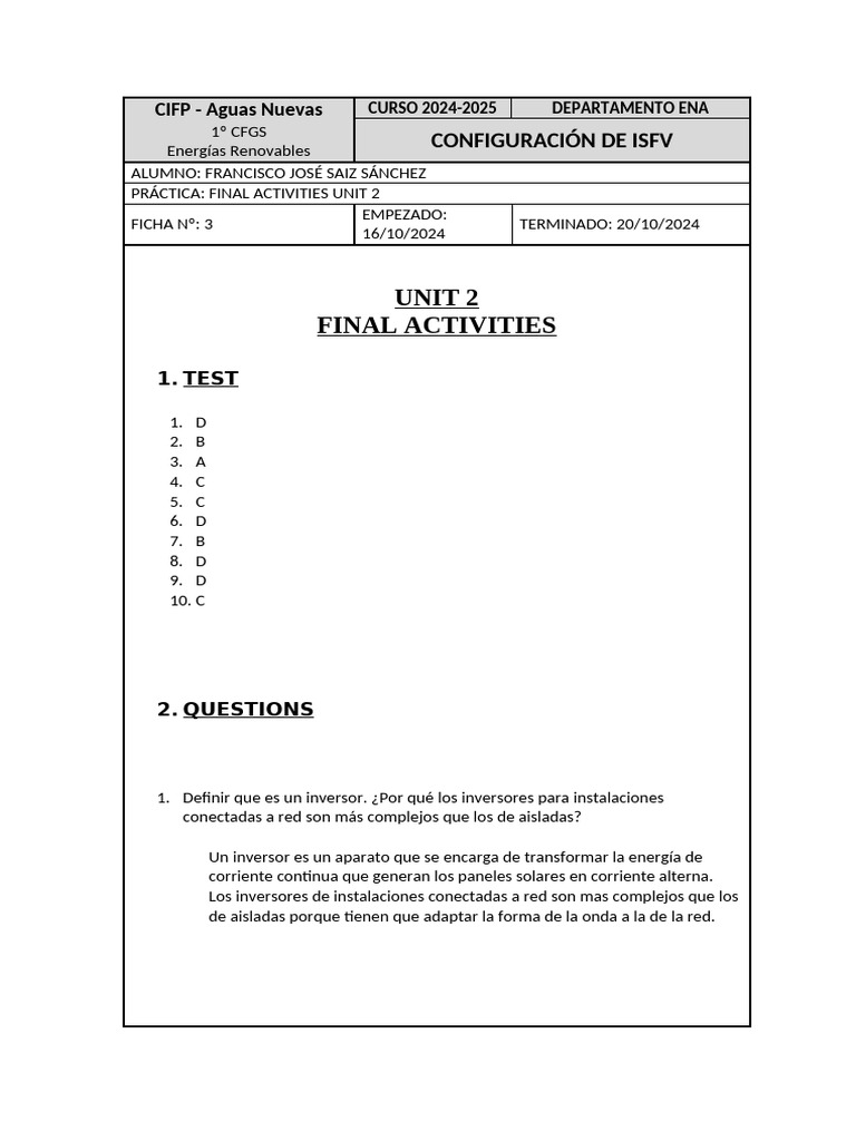 Final Activities Unit 2 | PDF | Poder (Física) | Energía y medio ambiente