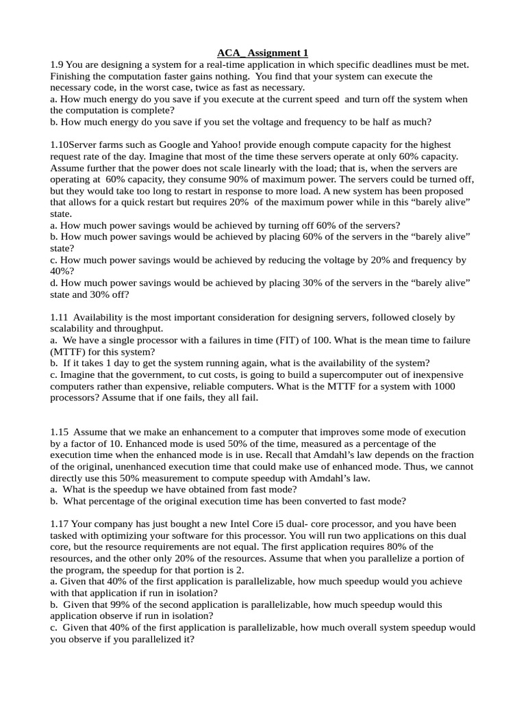 ACAchap1questions | PDF | Parallel Computing | Computer Architecture