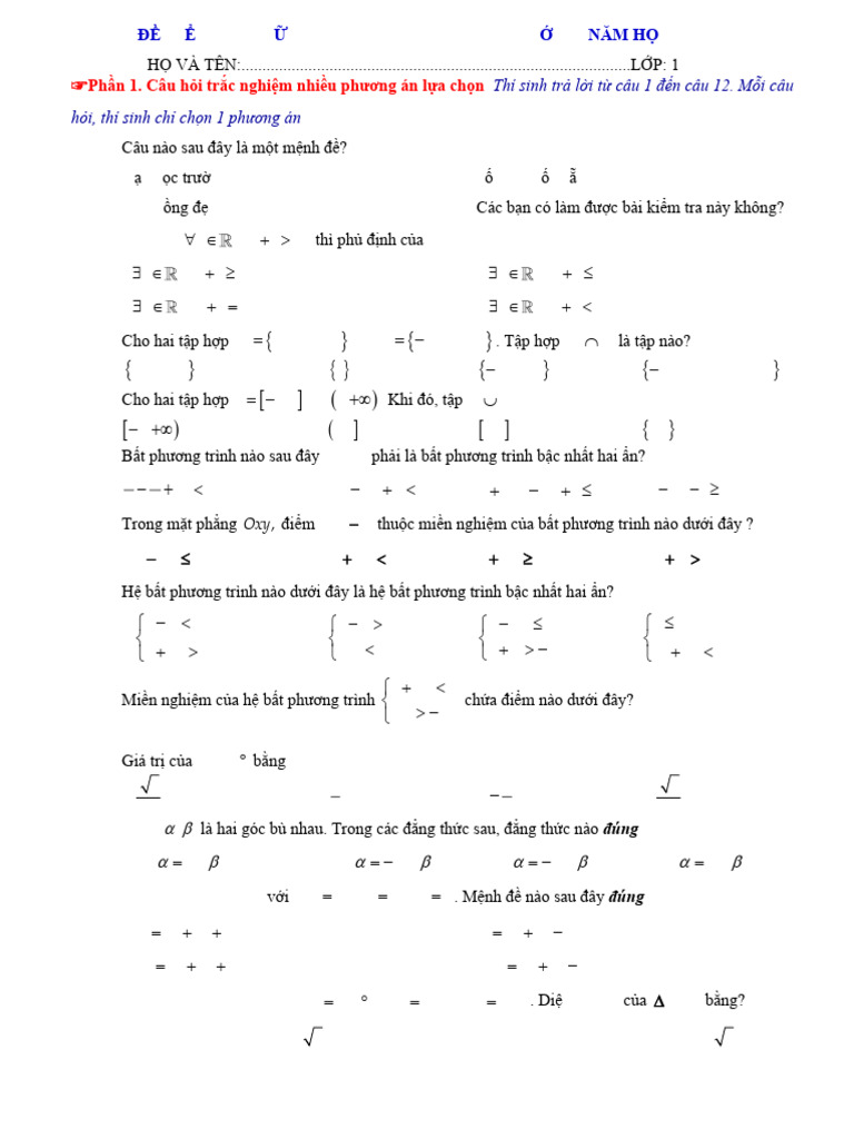10a9 8đề Đg Gk1 - toán 10 | PDF