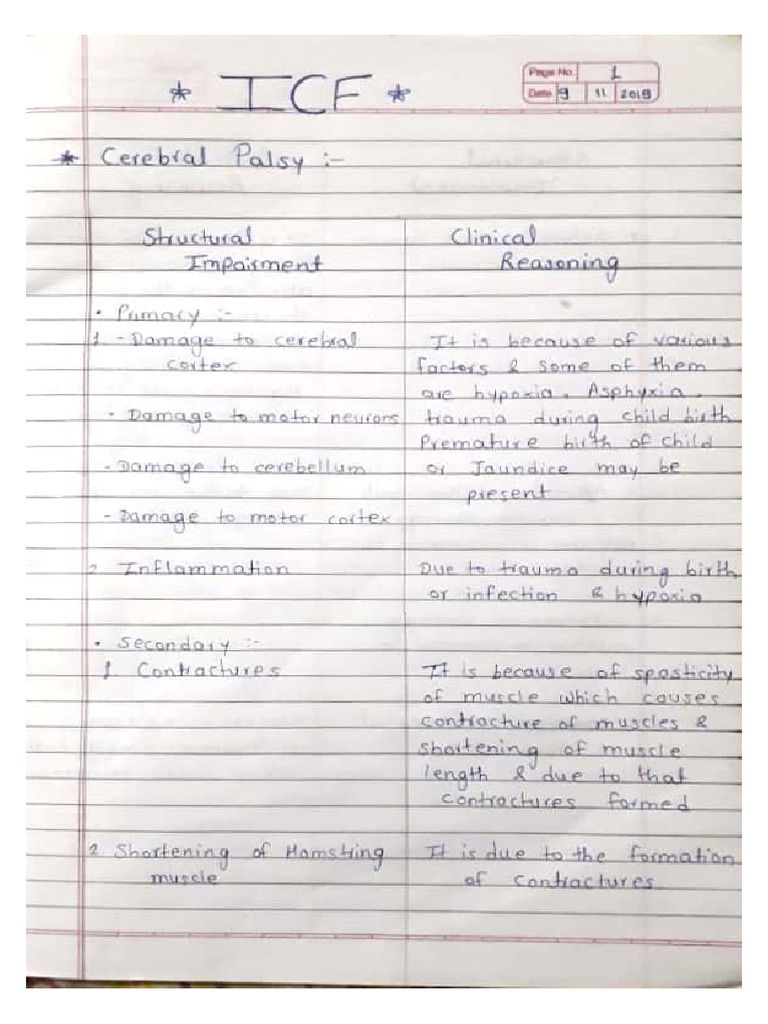 Icf Cerebral Palsy | PDF