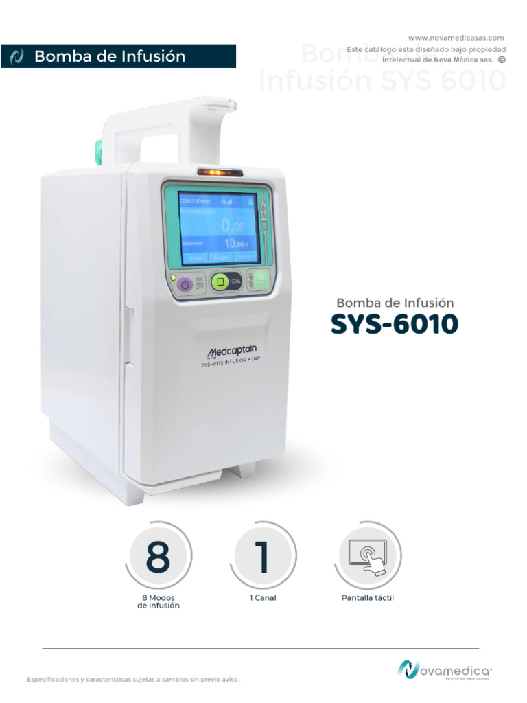 Bomba de Infusión SYS-6010: Características y Especificaciones | PDF