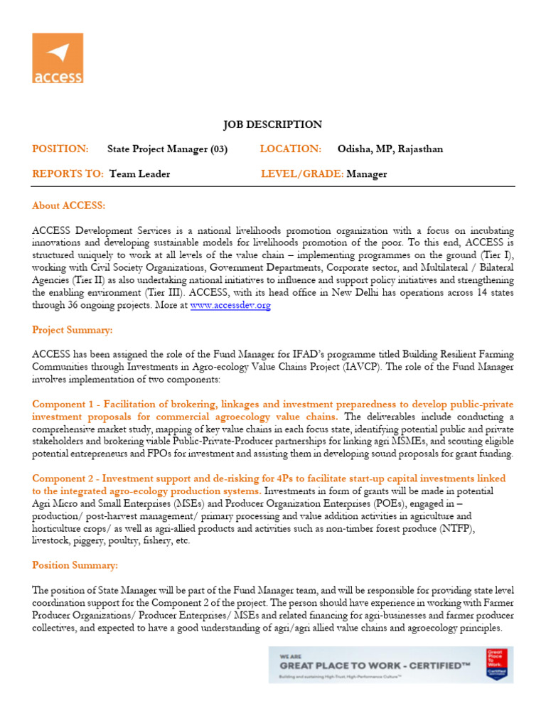 JD State Project Manager 1700728286 | PDF | Economies | Business