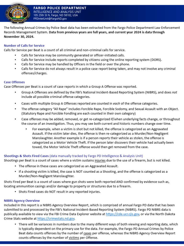 Fargo PD Group a Offenses by Police Beats | PDF | Theft | Crimes