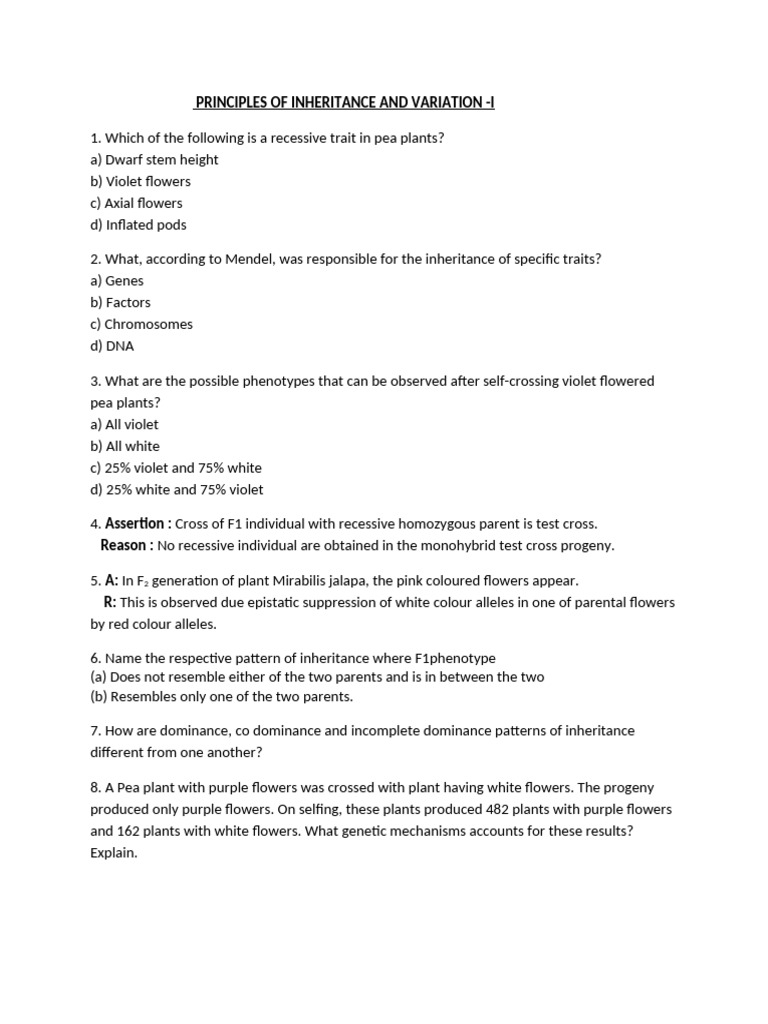 Principles of Inheritance and Variation | PDF