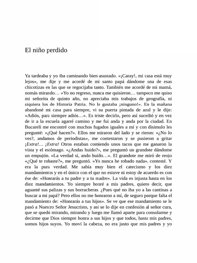 CUENTO - El Niño Perdido (Elena Garro) | PDF