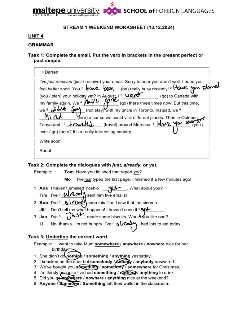 Stream 1 Weekend Worksheet - 13.12.2024 | PDF