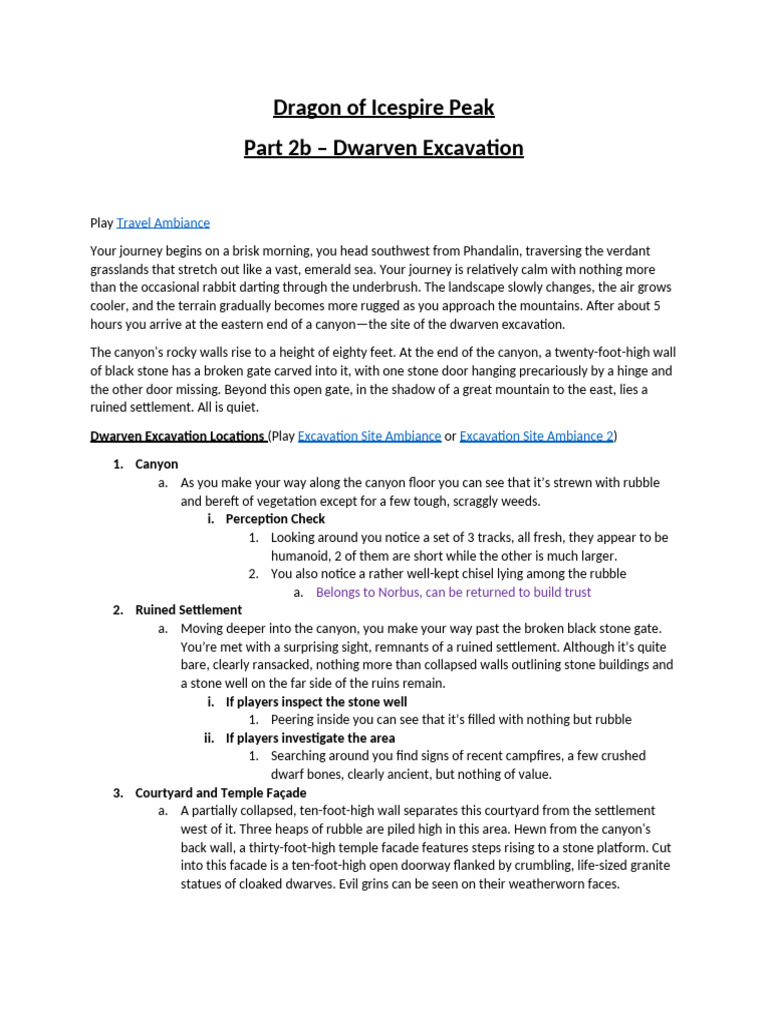 DoIP Part 2b Dwarven Excavation | PDF | Dwarf (Dungeons & Dragons)