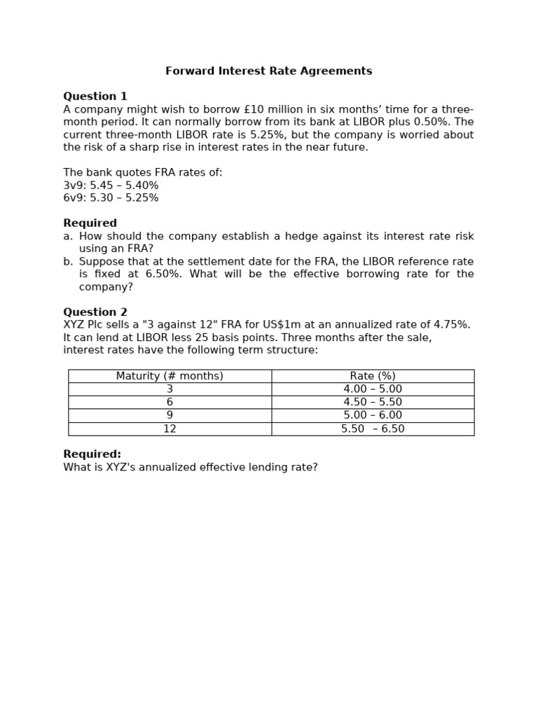 Forward Interest Rate Agreements | PDF