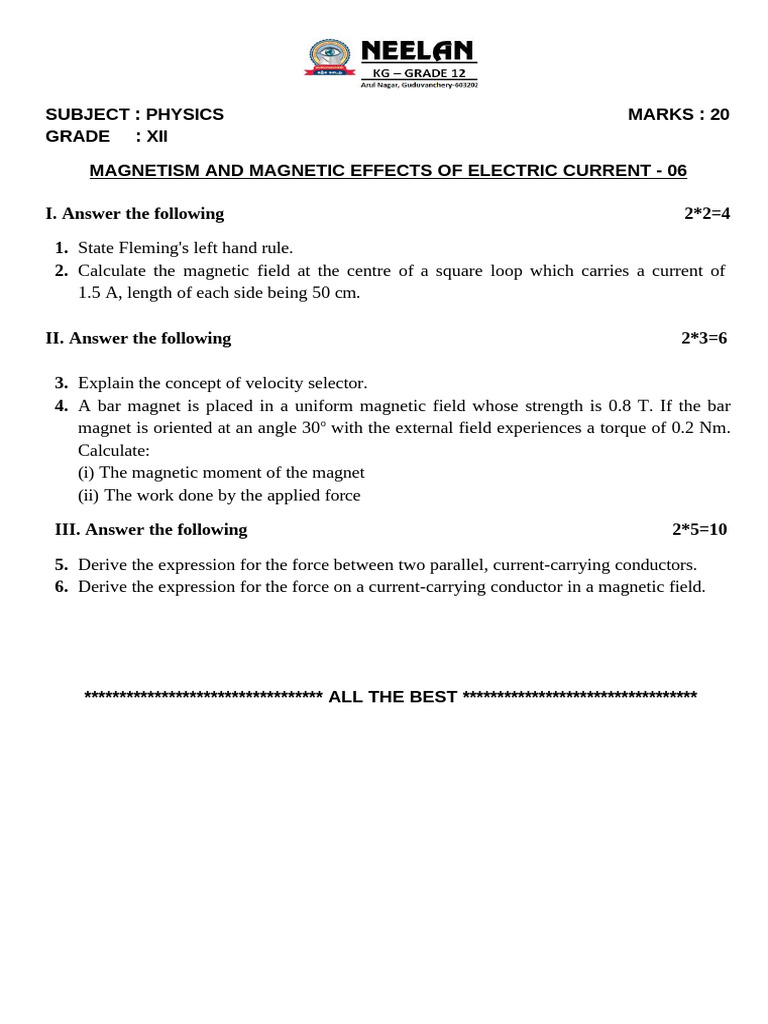 Magnetism and Electric Current Concepts | PDF