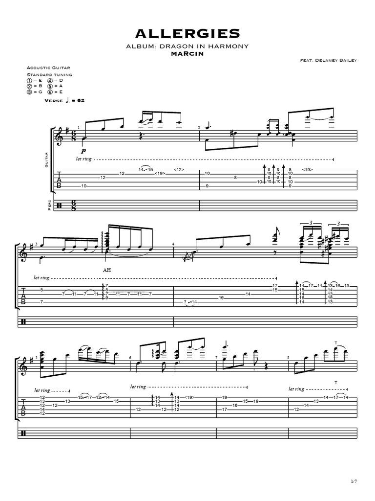 Marcin's "Allergies" Guitar Tab | PDF | Song Structure | Guitars