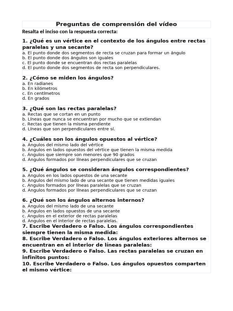 Preguntas de comprensión del vídeo 2 | PDF