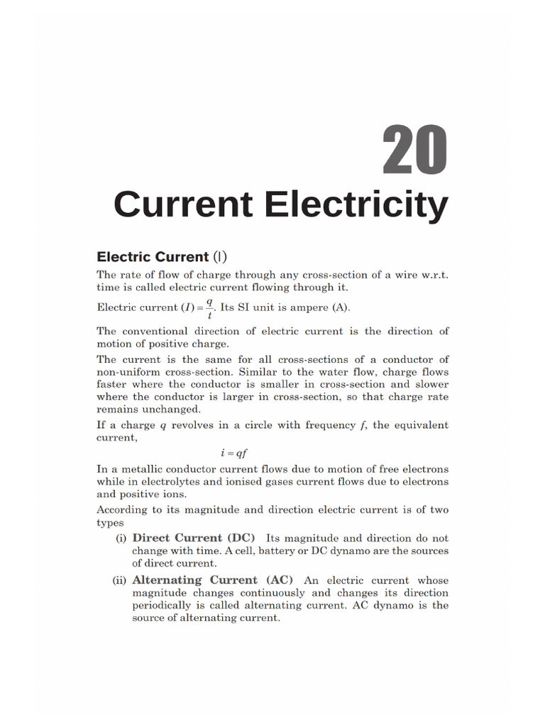 Current Electricity Short Notes | PDF