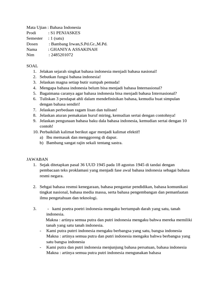 UTS B.INDONESIA | PDF