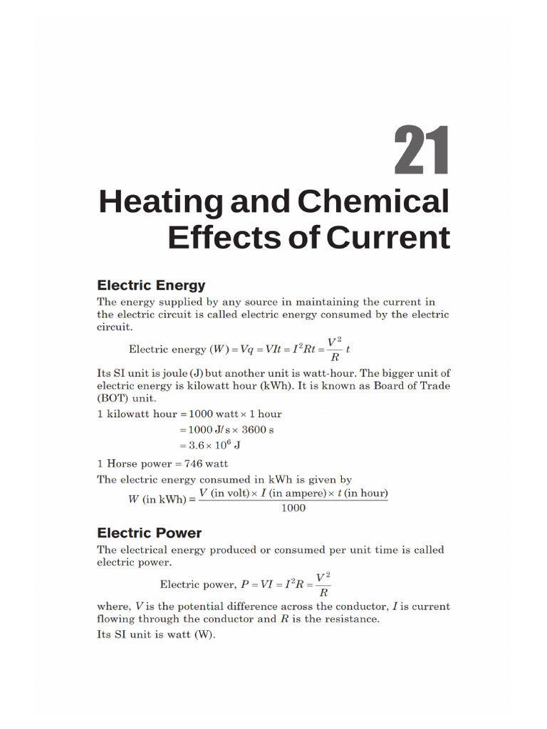 Heating and Chemical Effects of Current | PDF