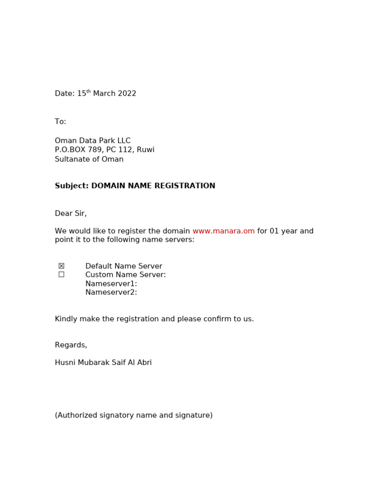 Domain Name Reg Template | PDF