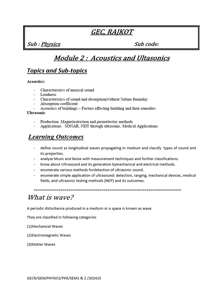 Phy 2 | PDF | Sound | Waves