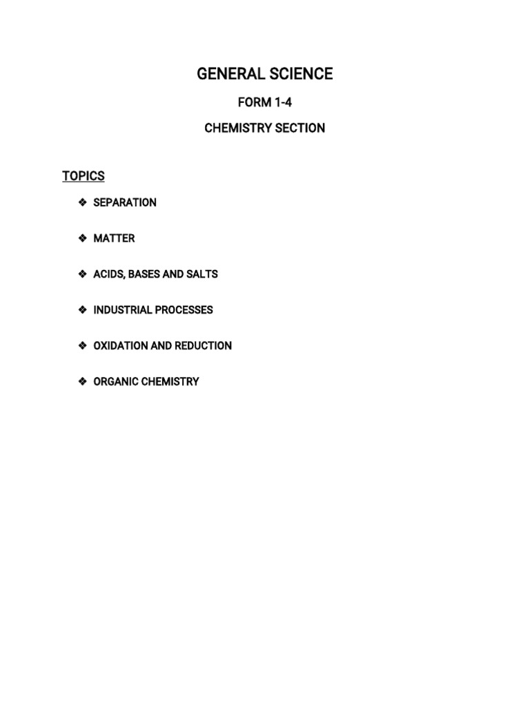 Chemistry Form 1-4 Comb Sci | PDF
