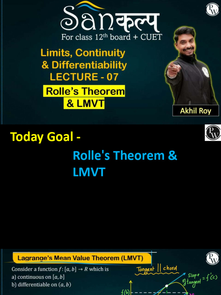 Limits, Continuity & Differentiability 07 - Class Notes | PDF